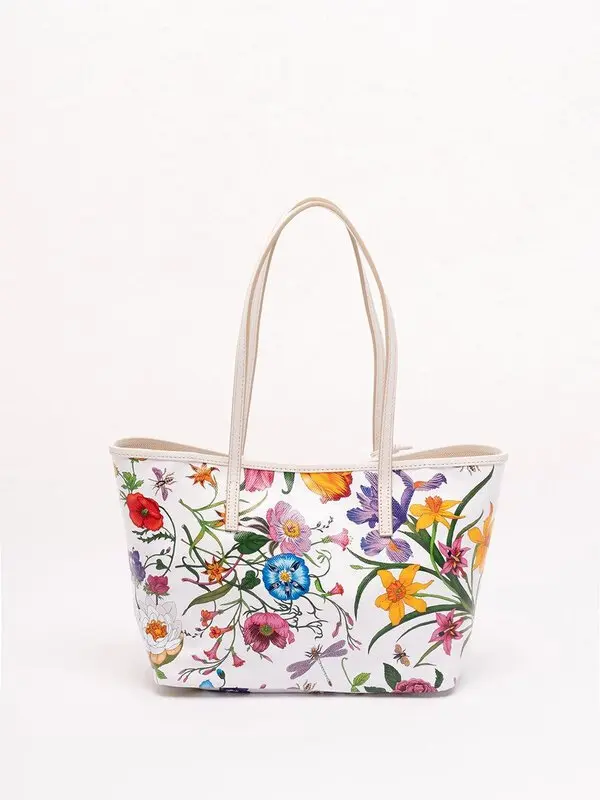 Gucci Floral Print Canvas Tote Bag
