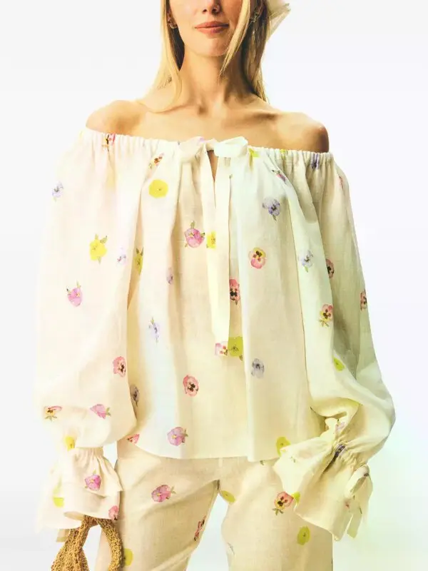 Sleeper Cha-cha Floral-print Blouse - Neutrals