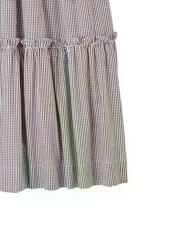 GANNI Shirred Gingham-check Maxi Skirt - Brown