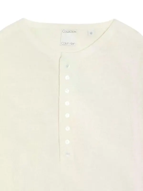 Calvin Klein Christopher Button-placket Short-sleeve Sweatshirt - Neutrals