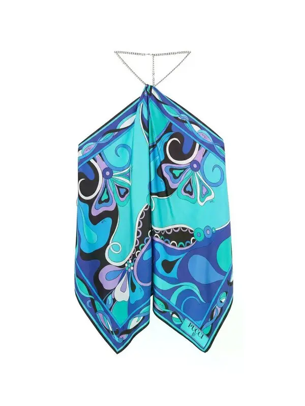 Emilio Pucci Iride Print Silk Halterneck Top