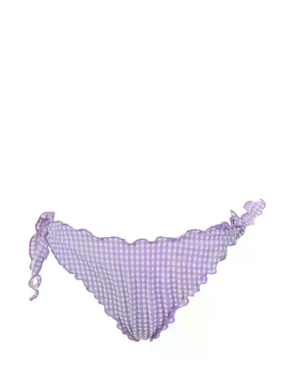 MC2 SAINT BARTH Seersucker Gingham Bikini Bottoms - Purple