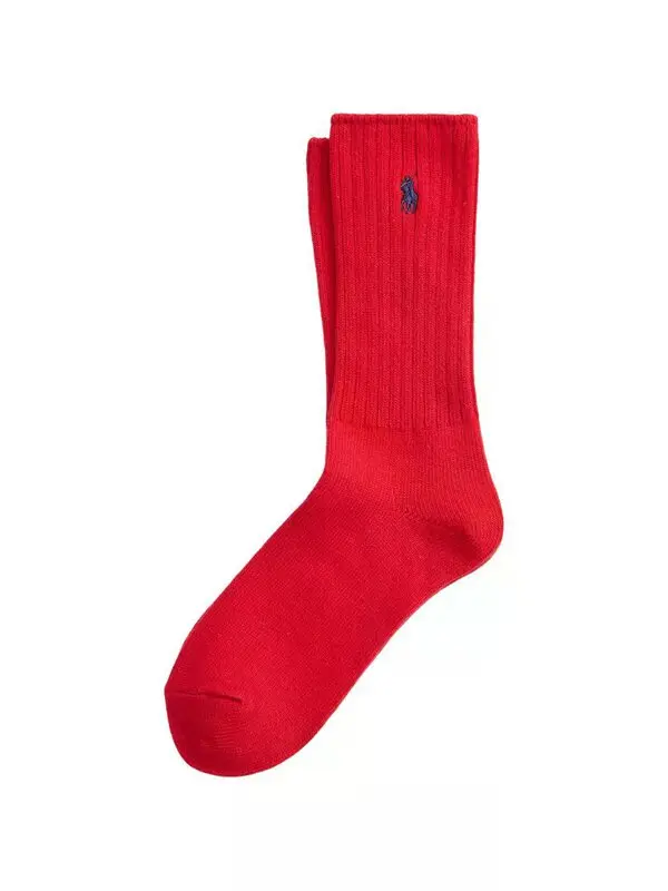 Polo Ralph Lauren Ribbed Embroidered Socks - Red