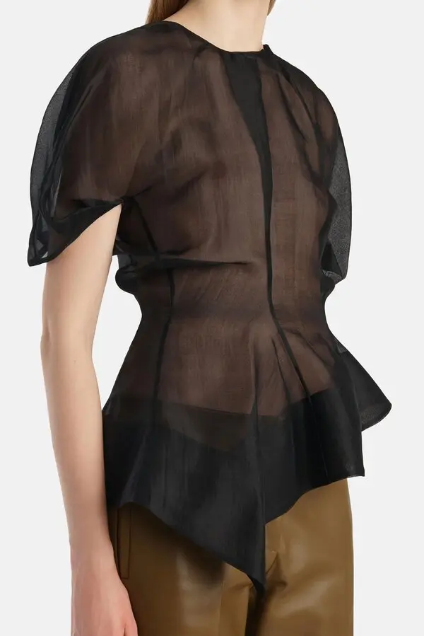Khaite Rumi Draped Silk-organza Top - Nero
