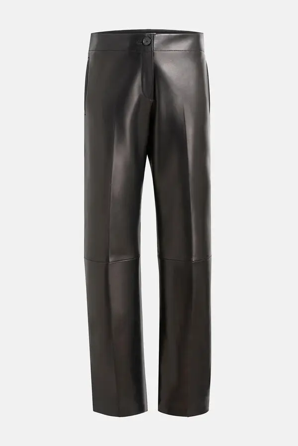 Khaite Mita Trousers In Plongé Leather - Black