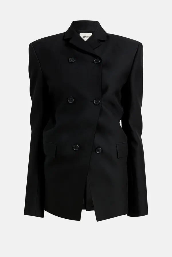 Khaite Rolo Double-breasted Wool And Silk Blend Jacket - Nero