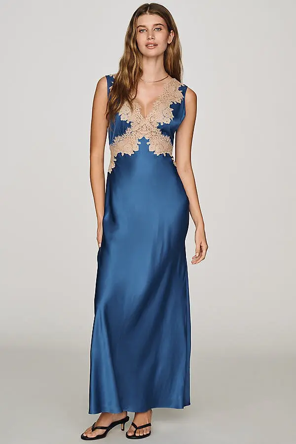 Rixo Lysandra Lace Slip Dress - Iris Blue