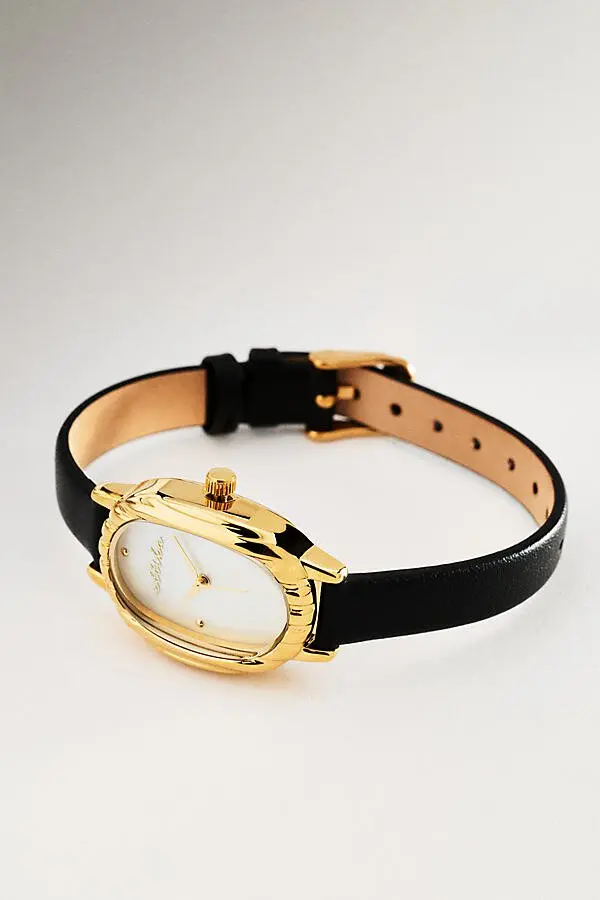 Ettika Timeless Texture Leather Watch - Black
