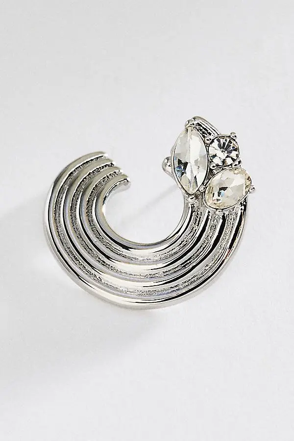 Anthropologie Circular Ribbed Post Earrings - Silver