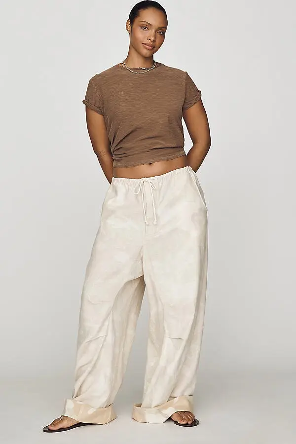 PILCRO Hanna Linen Blend Wide Leg Pants