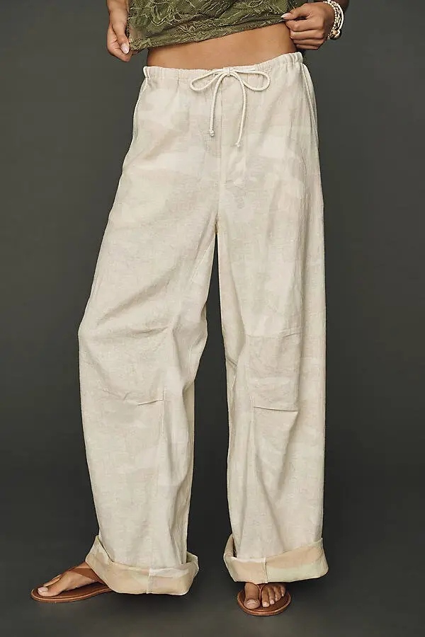 PILCRO Hanna Linen Blend Wide Leg Pants
