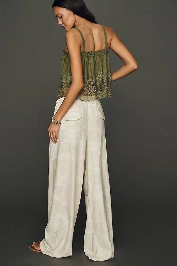 PILCRO Hanna Linen Blend Wide Leg Pants