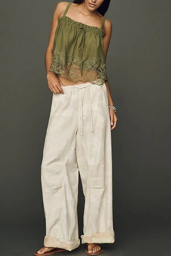 PILCRO Hanna Linen Blend Wide Leg Pants