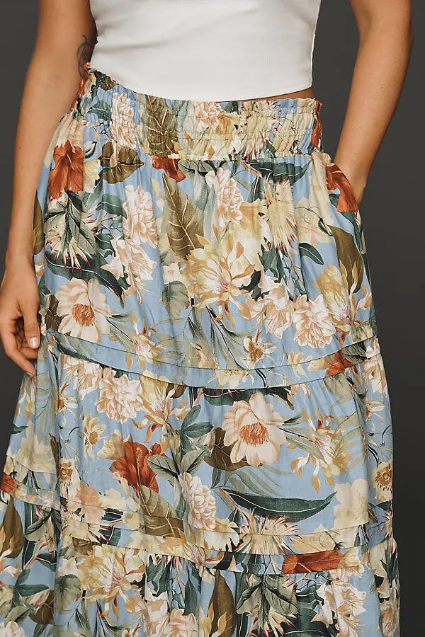 THE SOMERSET COLLECTION BY ANTHROPOLOGIE Tiered Maxi Skirt