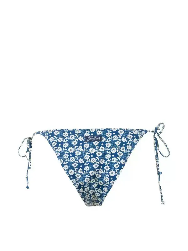 MC2 SAINT BARTH Floral Print Side-tie Bikini Bottoms - Blue