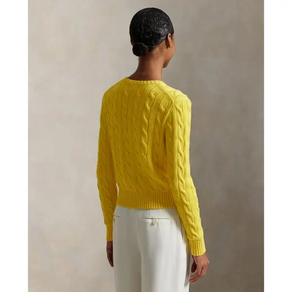 Ralph Lauren Flag Cable-knit Cotton Cropped Sweater - Lemon Crush