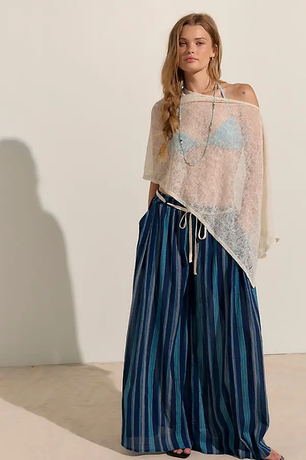 Free People Sea Bloom Pants - Navy Combo
