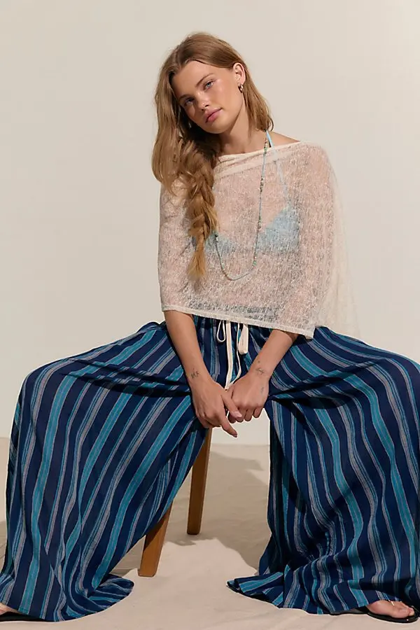 Free People Sea Bloom Pants - Navy Combo