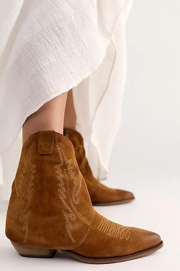 Free People Asher Western Ankle Boots - Tan