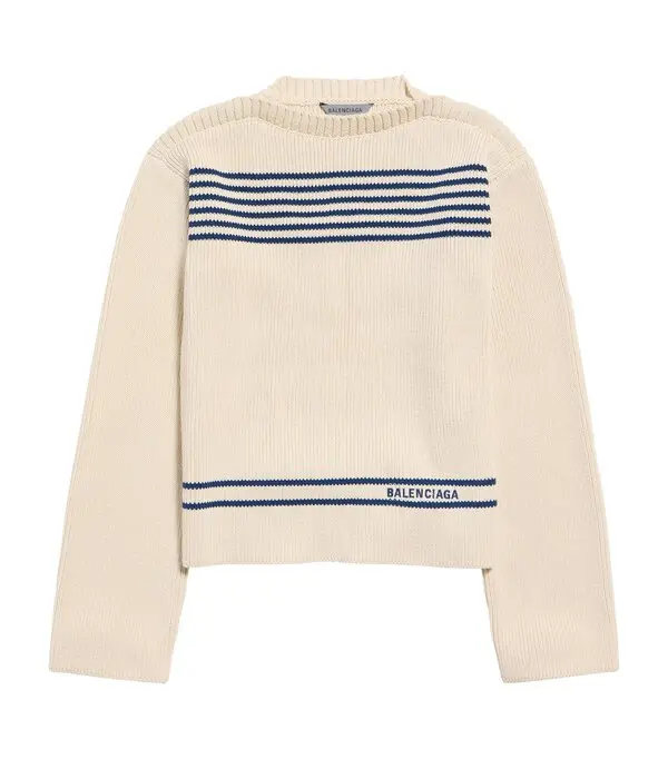 Balenciaga Cotton Striped Sweater - Blue