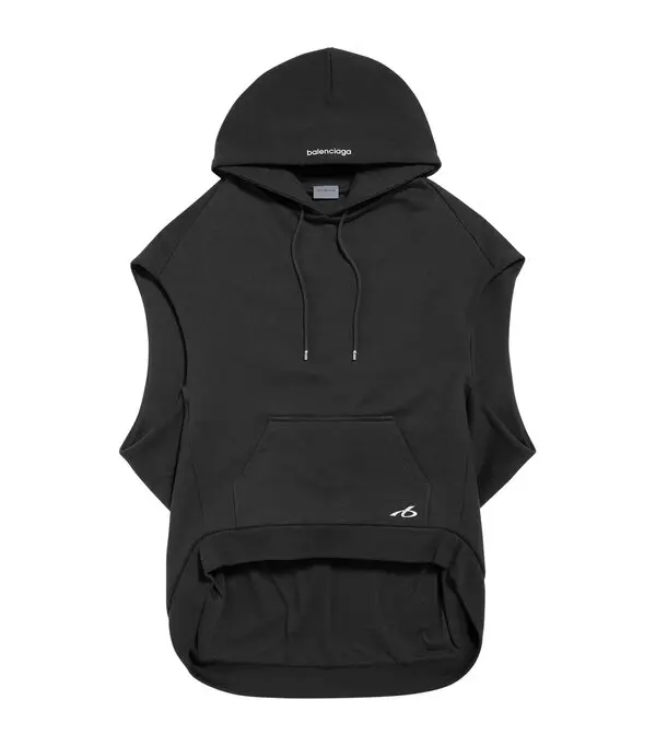Balenciaga Cotton Sleeveless Hoodie - Black