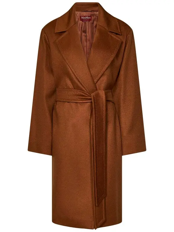 Max Mara Belted Long-sleeved Coat - Brown