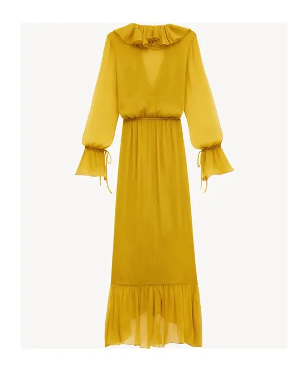 Saint Laurent Ruffled V-neck Dress