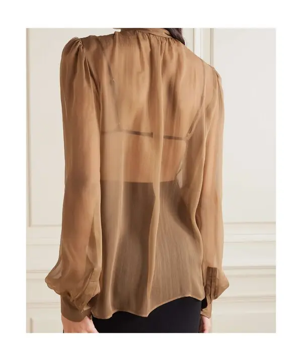Saint Laurent Pussy-bow Long-sleeved Shirt
