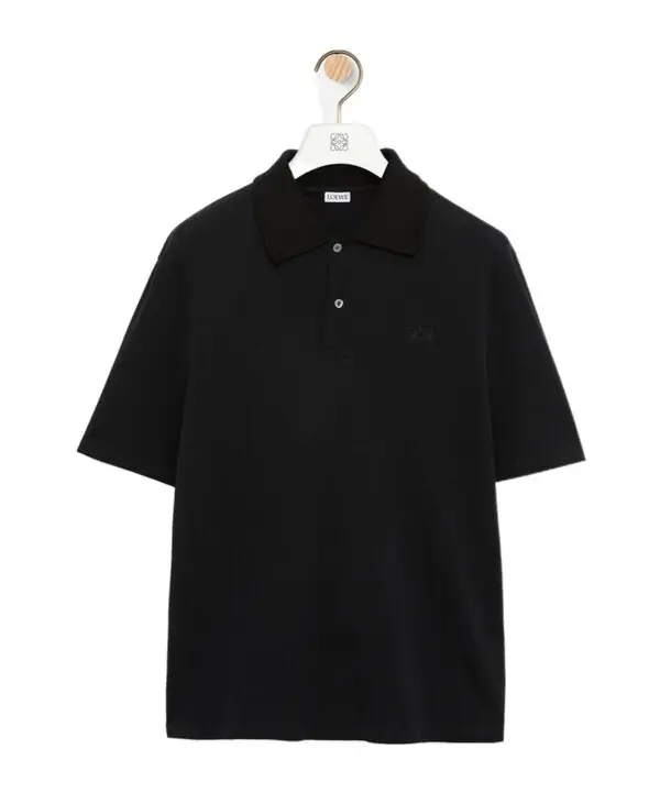 Loewe Anagram-embroidered Polo Shirt - Black