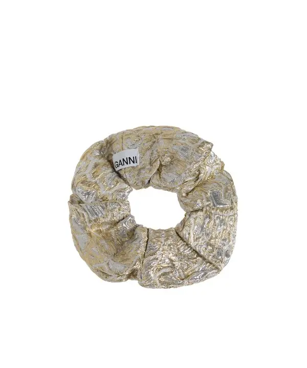 GANNI Logo Patch Metallic Scrunchie