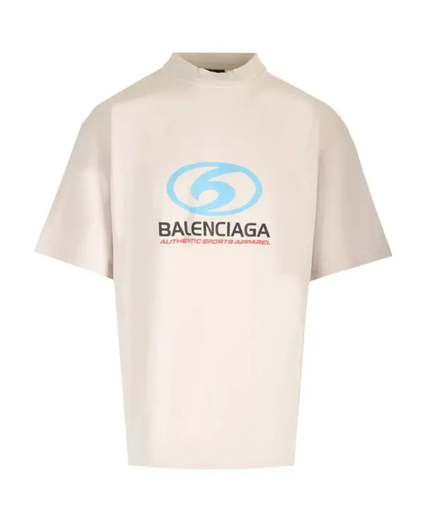 Balenciaga Logo Printed Crewneck T-shirt - Nude