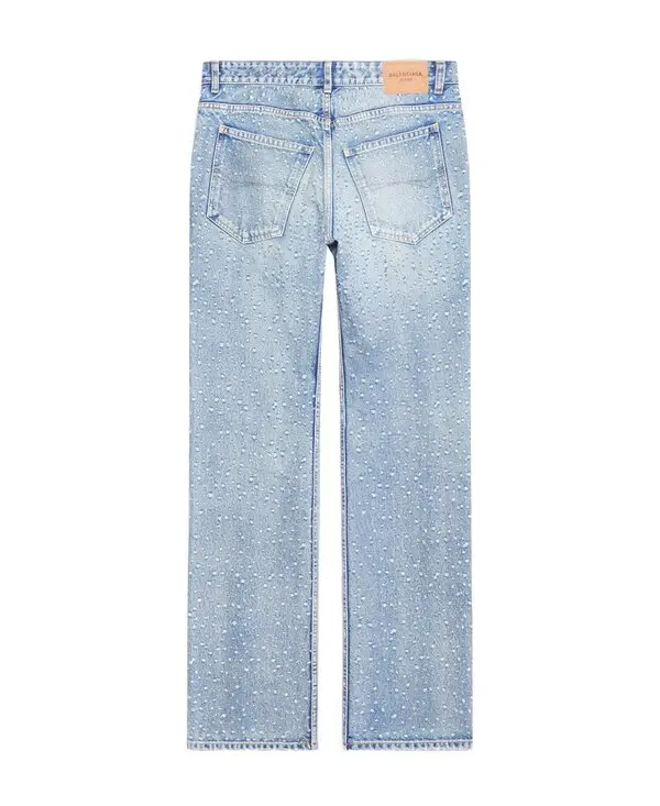 Balenciaga All-over Hole Detailed Low Waist Jeans