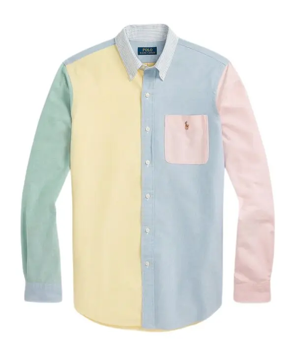 Polo Ralph Lauren Logo Embroidered Colourblock Shirt - Multicolor