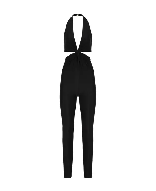 Saint Laurent Cut-out Halterneck Jumpsuit - Black