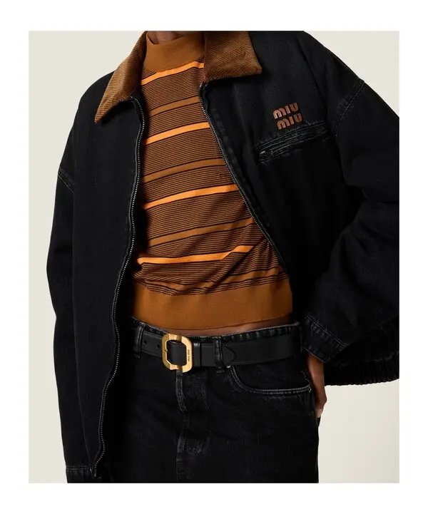 Miu Miu Logo-patch Zipped Denim Padded Jacket