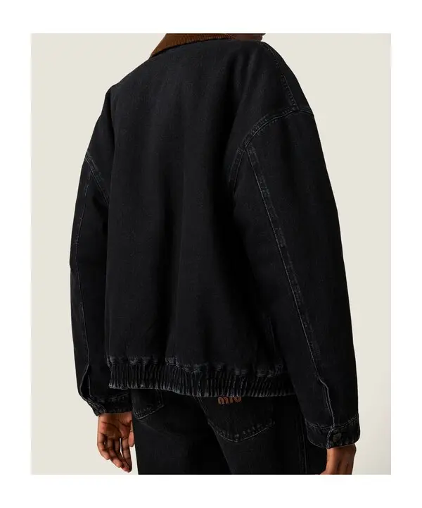 Miu Miu Logo-patch Zipped Denim Padded Jacket