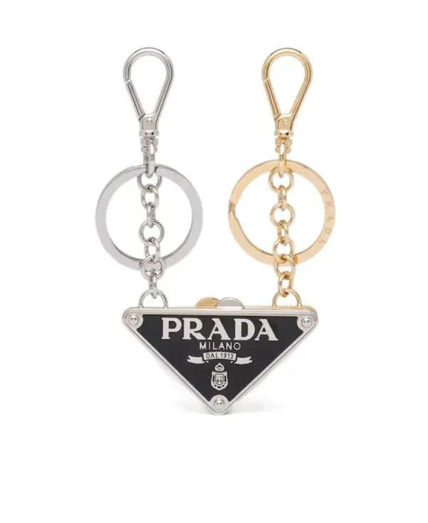 Prada Logo-triangle Set-of-two Keyrings - White
