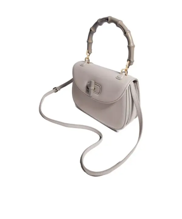 Gucci Bamboo 1947 Small Bag With Top Handle And Shoulder Strap - Grey