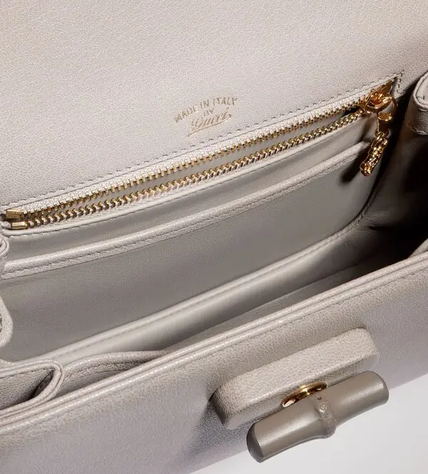 Gucci Bamboo 1947 Small Bag With Top Handle And Shoulder Strap - Grey