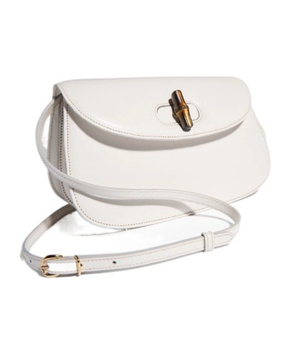 Gucci Bamboo Closure Shoulder Bag - White