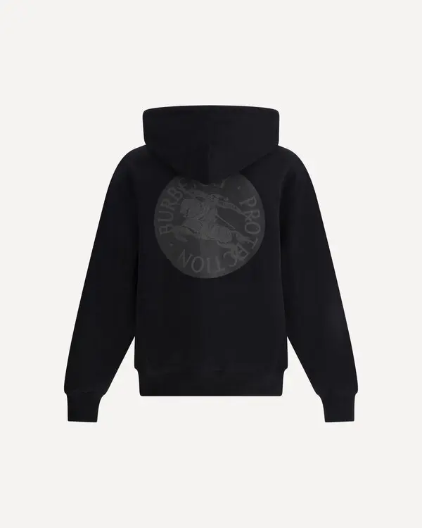 Burberry Zip-up Drawstring Hoodie With Equestrian Knight Motif - Black