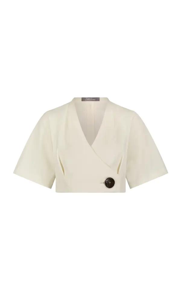 Lela Rose Asymmetrical Button Top