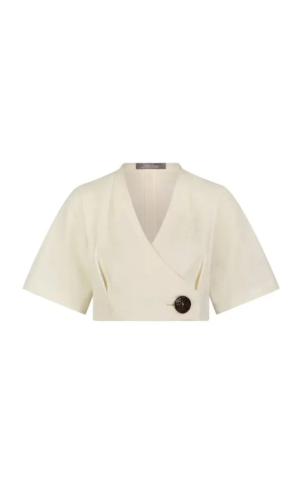Lela Rose Asymmetrical Button Top
