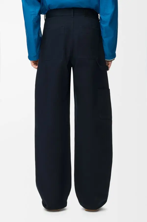 Loewe Embroidered Wide-leg Trousers - Deep Navy Blue