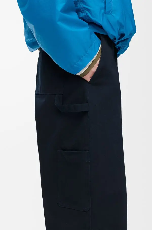 Loewe Embroidered Wide-leg Trousers - Deep Navy Blue