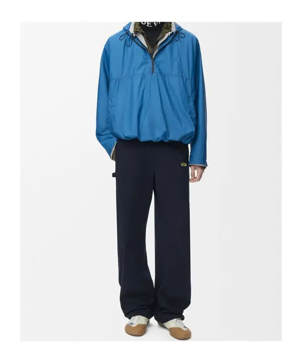 Loewe Embroidered Wide-leg Trousers - Deep Navy Blue