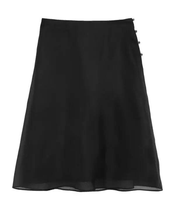 Ami Midi Sheer A-line Midi Skirt - Black