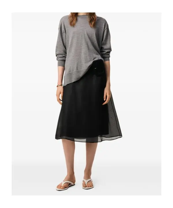 Ami Midi Sheer A-line Midi Skirt