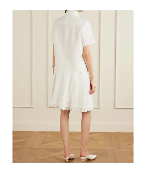 SHUSHU/TONG Short-sleeved Bow-detail High-neck Shirt