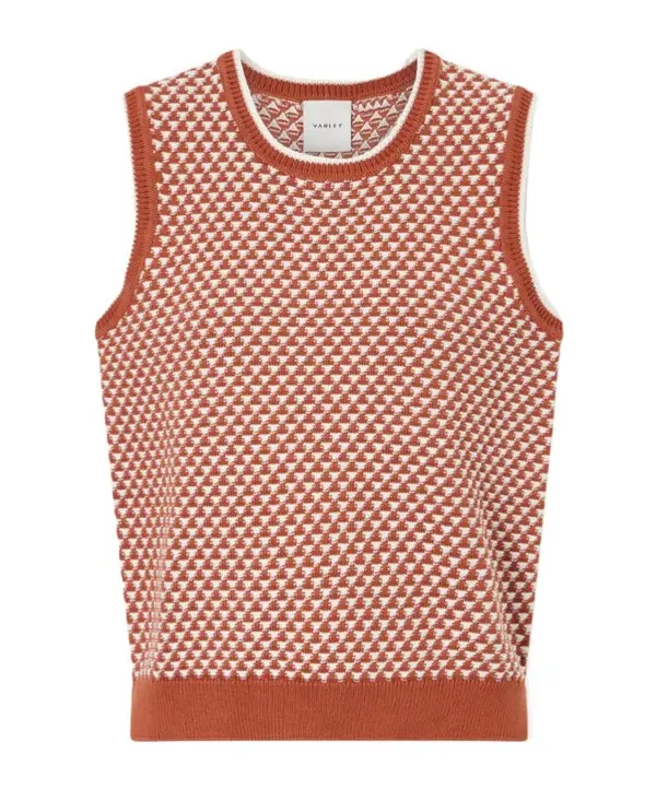 Varley Jenson Two-tone Knitted Cotton Vest - Red